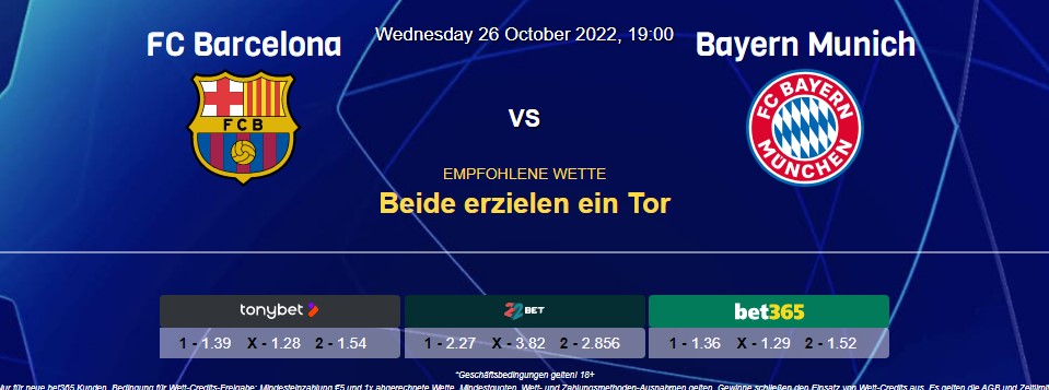 Barcelona – Bayern München (26.10.2022): Prognose und Tipps
